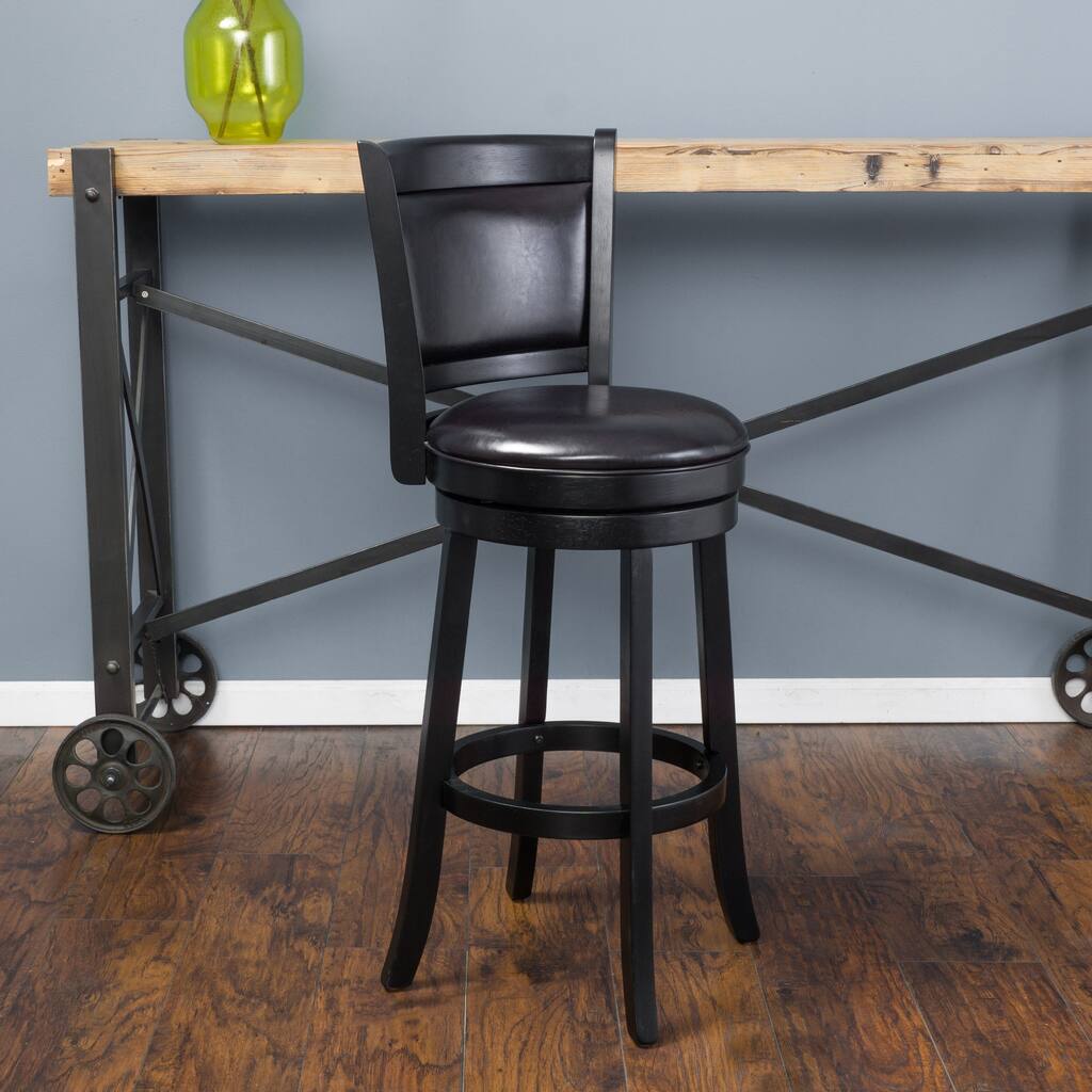 Mallik 43-inch Bonded Leather Swivel Backed Bar Stool by Christopher ...