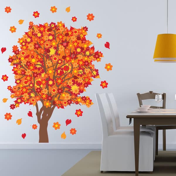Orange Blossom Tree Floral Wall Decal Sticker Mural Vinyl Wall Art ...