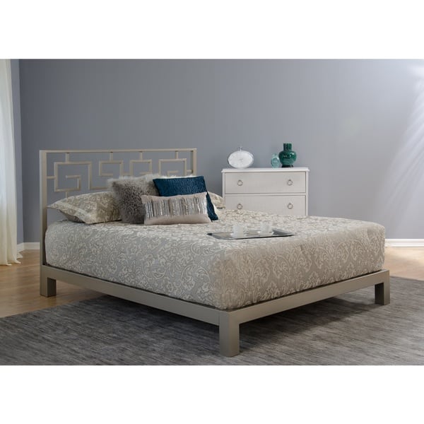 Motif Design Greek Key Metal Headboard and Aura Gray Platform Bed - Bed ...