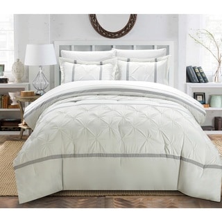 Chic Home Veronica White/Silver 12-Piece Bed in a Bag Comforter Set ...