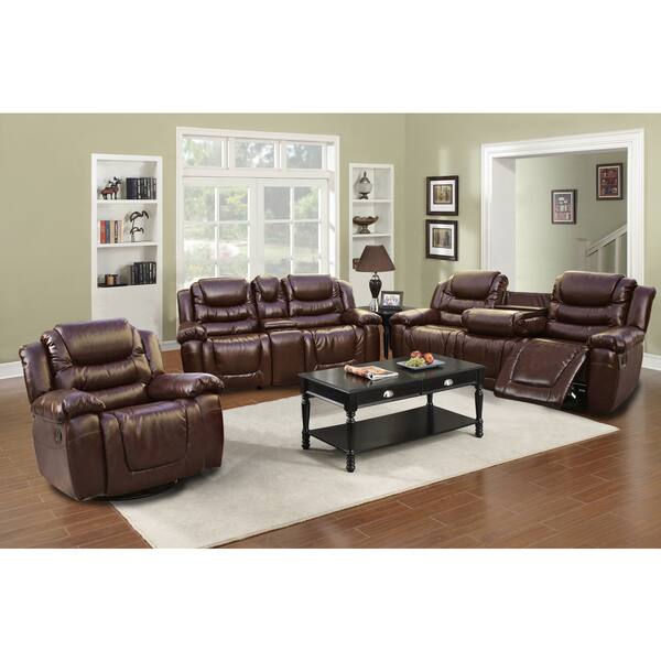 Cheverly Burgundy Reclining Sofa Set - Bed Bath & Beyond - 11320013