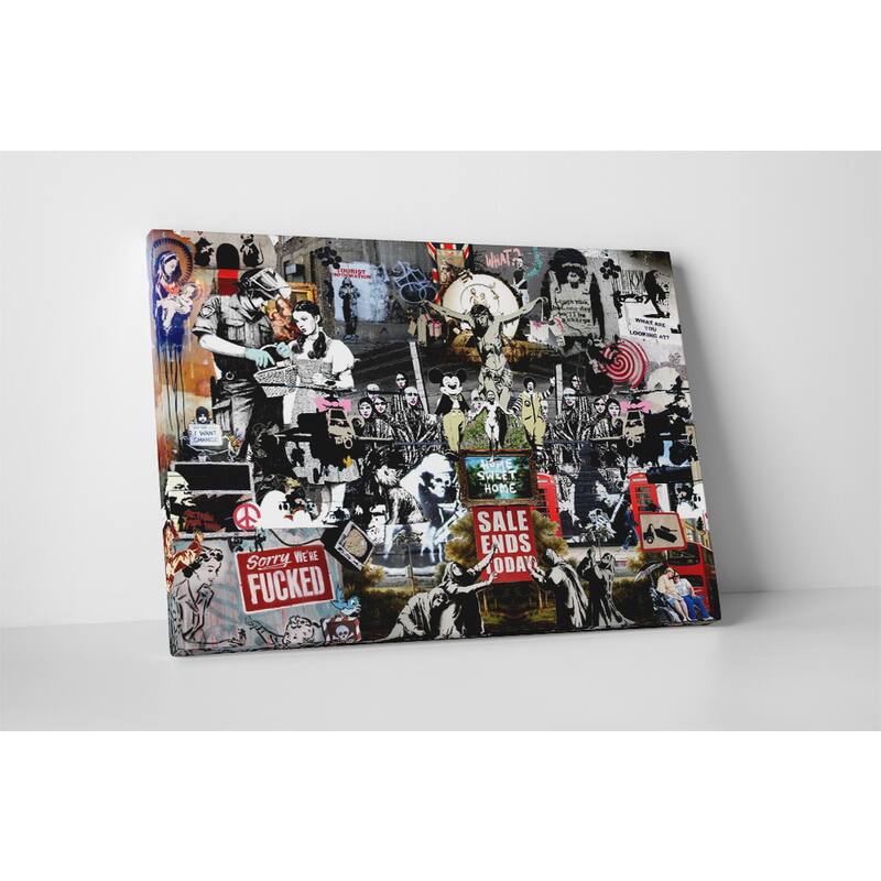 Banksy 'Banksy Collage' Gallery Wrapped Canvas Wall Art - Overstock ...