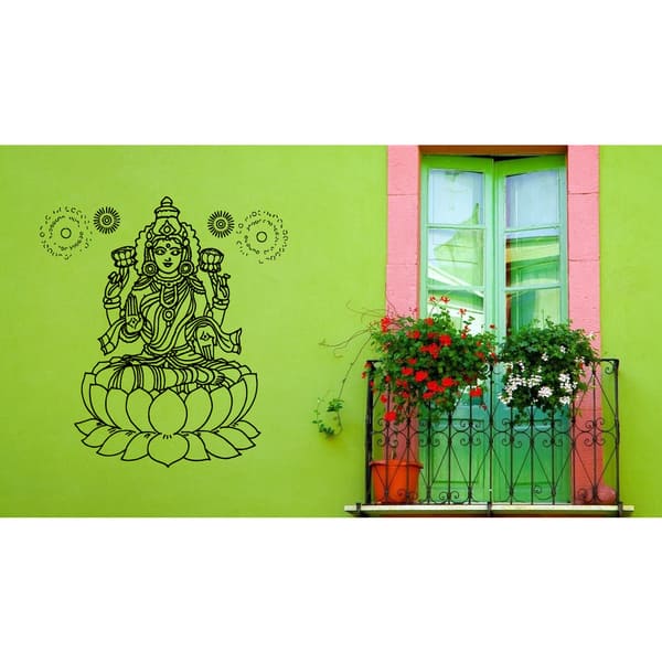 Lakshmi Hindu goddess of wealth Lotus The sun Wall Art Sticker Decal ...
