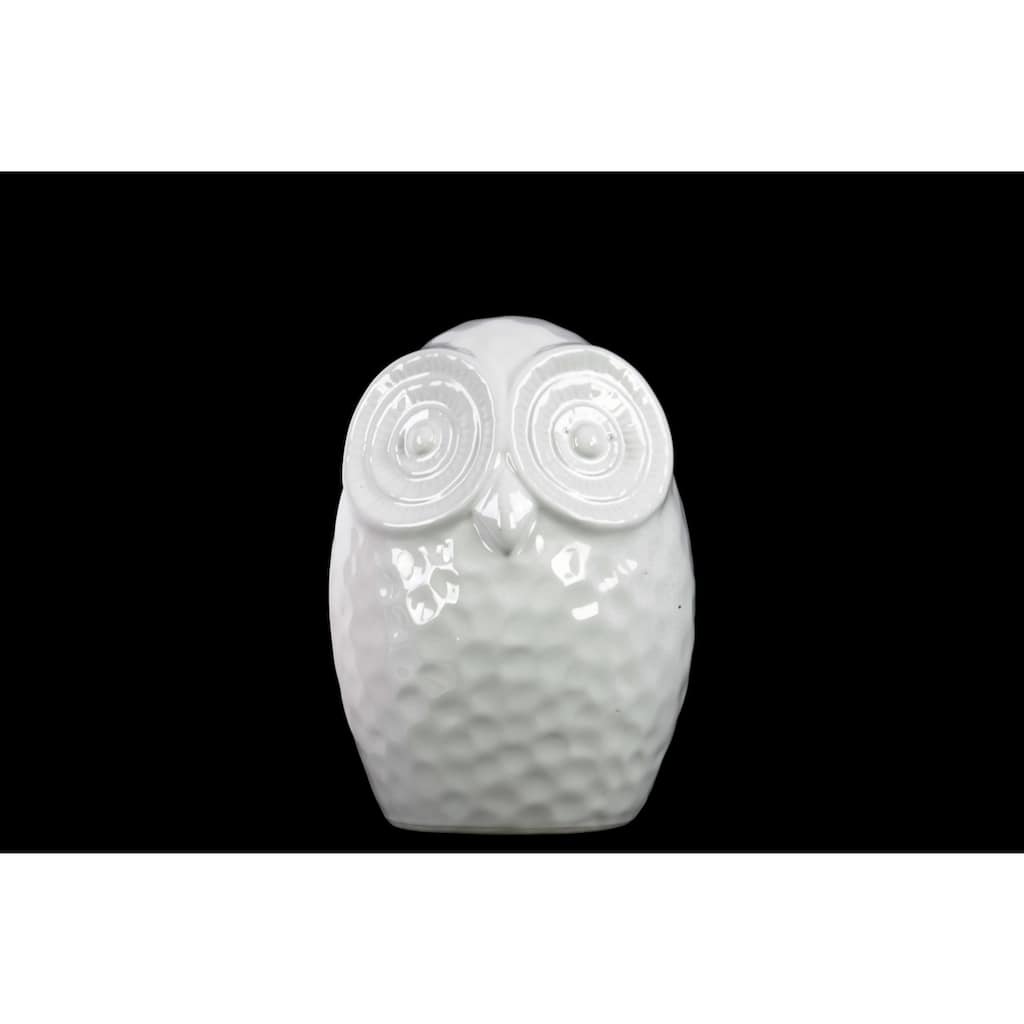 Glossy White Finish Ceramic Small Round Owl Figurine - Overstock - 11381183