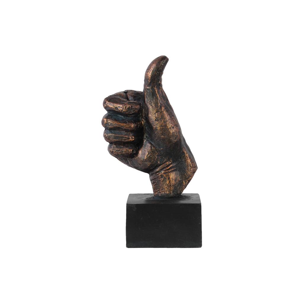 Fiberstone Hand Sculpture in ""OK"" Hand Gesture on Base Tarnished ...