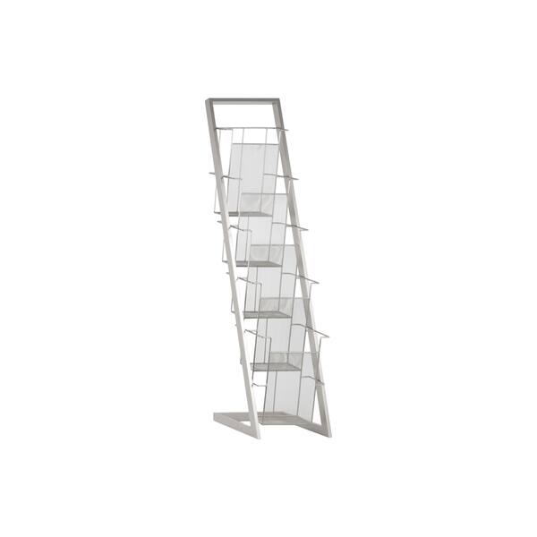 Silver Finished Iron Magazine Rack with Five Wire Mesh Sides Bins and ...