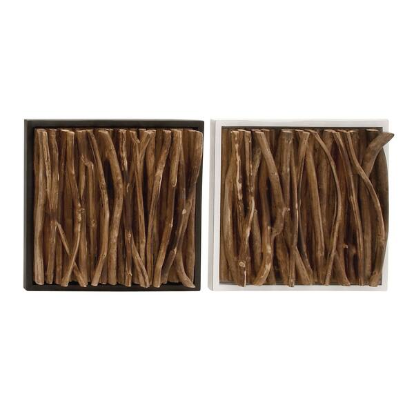 Teak Twig Wall Panel 2 Assorted 14-inch x 14-inch Accent Piece - Bed ...