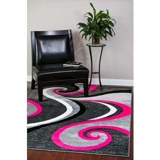 Modern Trendz Collection Pink Swirl Rug - 5'2" x 7'2" - Bed Bath ...