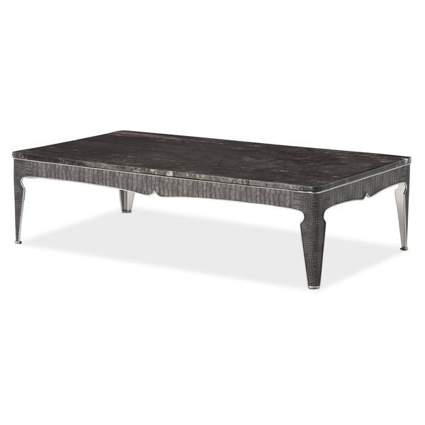 Carson Silver Rectangular Cocktail Table by Michael Amini - Bed Bath ...