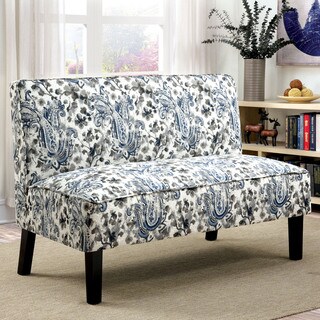 Furniture of America Corm Contemporary Floral Fabric Armless Loveseat ...