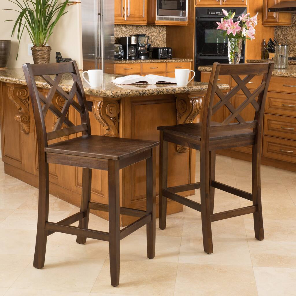 Naples Acacia 26-inch Wood Counter Stool (Set of 2) by Christopher ...