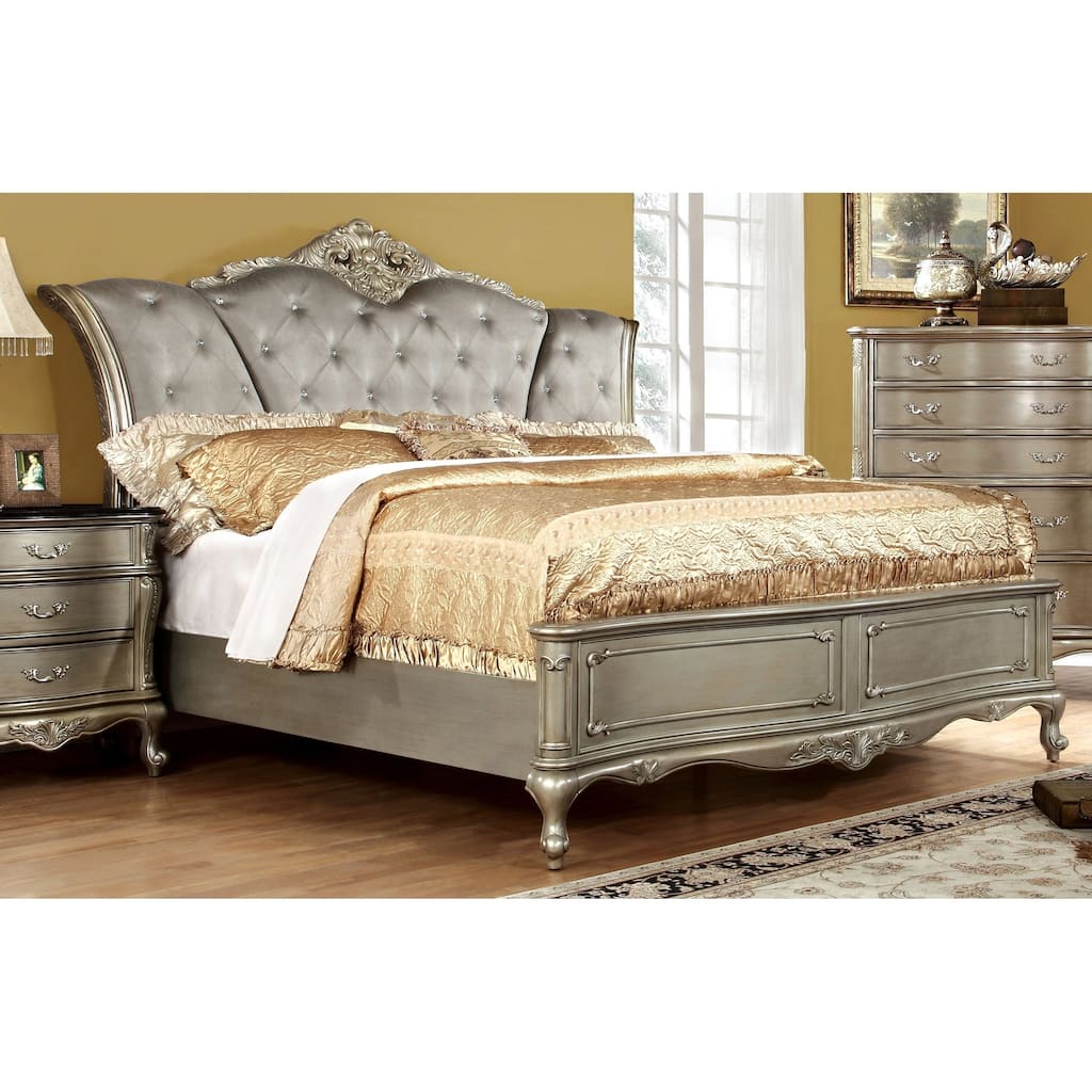 Furniture of America Kele Traditional Gold Solid Wood Panel Bed ...