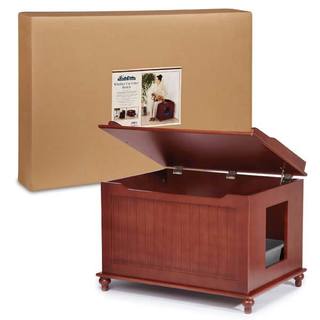 Meow Town Windsor Cat Hidden Litter Box Enclosure & Furniture Bench ...