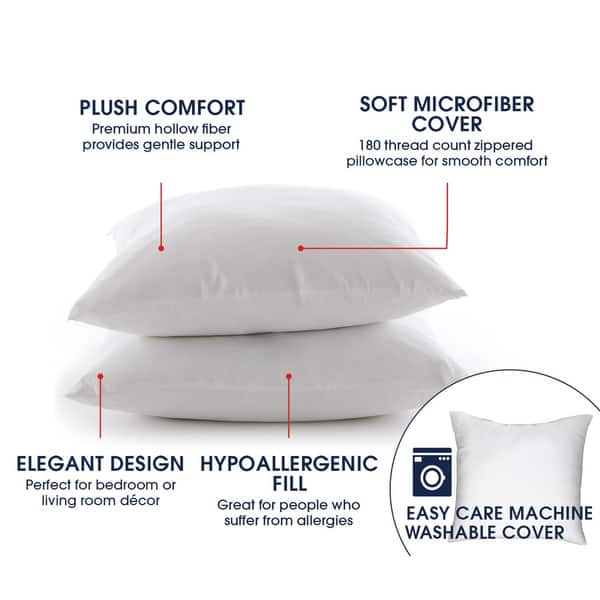 Cheer Collection White 26 x 26 Euro Square Pillow (Set of 2) - Bed Bath ...