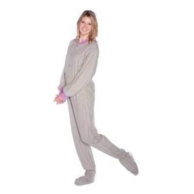 Big Feet Pajama Women's Seafoam Green and Lavender Flannel Footed ...