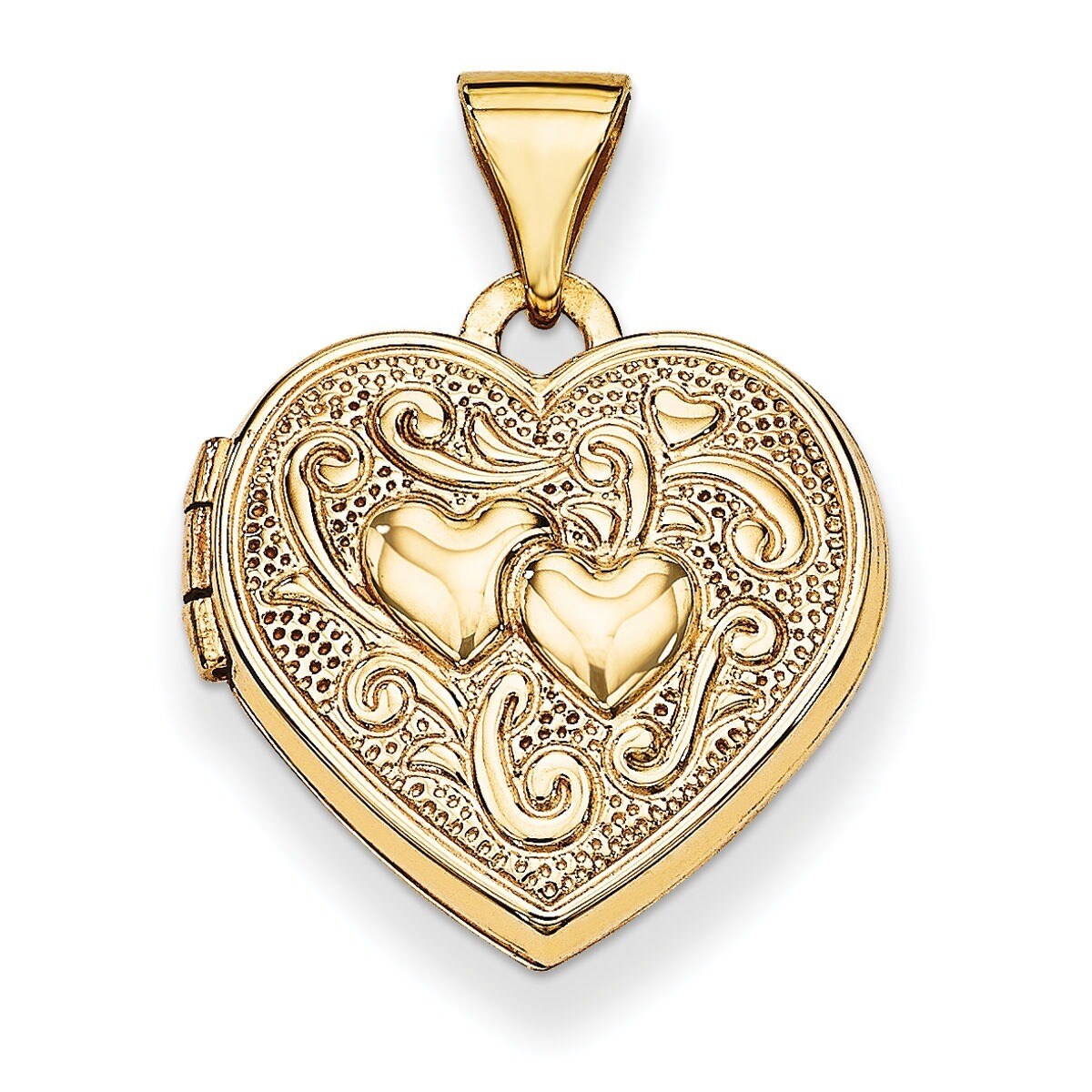 14K Yellow Gold Double Heart Locket Pendant With 18 inch 886774127682 