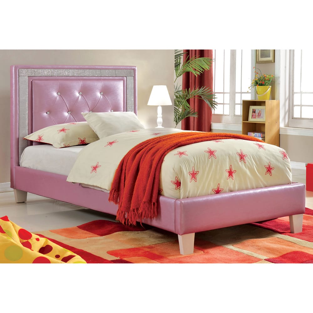 Fima Contemporary Purple Full Faux Leather Upholstered Tufted Platform ...