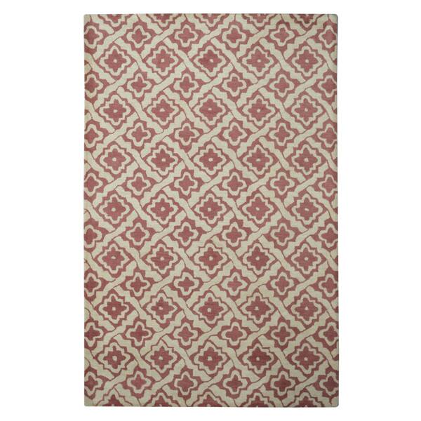 Hand-tufted Moroccan Star Trellis Pantone Marsala Rust Wool Rug - 5' x ...