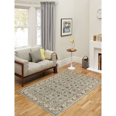 Hand-tufted Thaddeus Light Blue/ Ivory Wool and Art Silk Rug - 5'6" x 8 ...