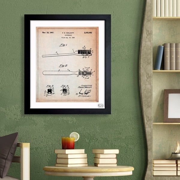 Oliver Gal 'ToothBrush 1941' Framed Blueprint Art - Bed Bath & Beyond ...