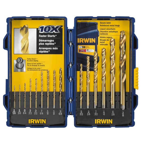 Irwin 3018009 Titanium Nitride TurboMax Pro Drill Bit 15-piece Set ...