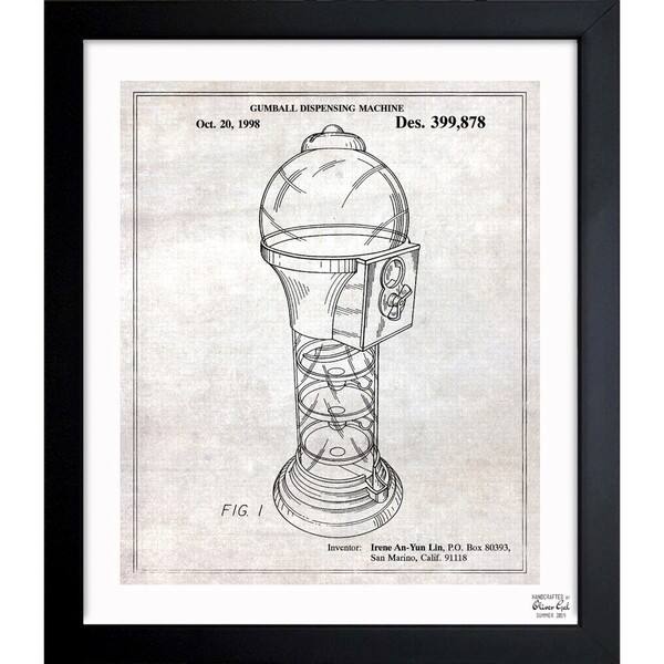Oliver Gal 'Gumball Dispensing Machine 1998' Framed Blueprint Art - Bed ...