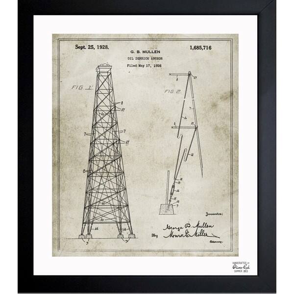 Oliver Gal 'Oil-Derrick Anchor 1928' Framed Blueprint Art - Bed Bath ...