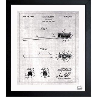 Oliver Gal 'Toothbrush 1938' Framed Blueprint Art - Bed Bath & Beyond ...
