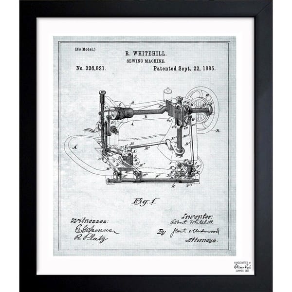 Oliver Gal 'Sewing-machine 1885' Framed Blueprint Art - Bed Bath ...