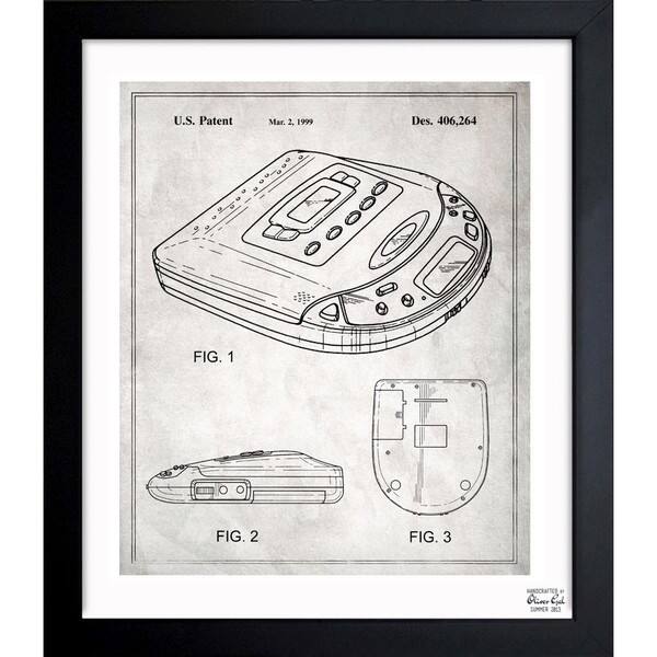 Oliver Gal 'Portable CD-player 1999' Framed Blueprint Art - Bed Bath ...
