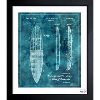 Oliver Gal 'Surfboard 1948' Framed Blueprint Art - Bed Bath & Beyond ...