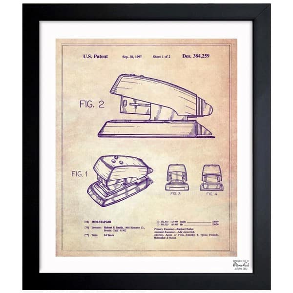 Oliver Gal 'Mini Stapler, 1997' Framed Blueprint Art - Bed Bath ...