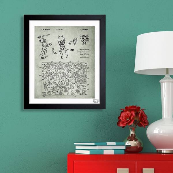 Oliver Gal 'Ninja Turtles Video Game, 1992 - Gray' Framed Blueprint Art ...