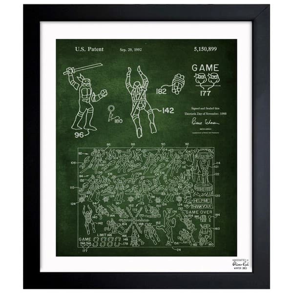 Oliver Gal 'Ninja Turtles Video Game, 1992' Framed Blueprint Art - Bed ...