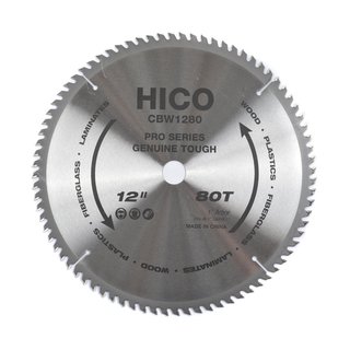 HICO CBW1280 12-inch 80-tooth ATB Thin Kerf Saw Blade with 1-inch Arbor ...