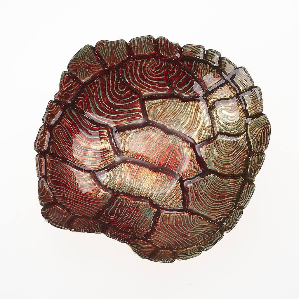 Turtle Shell Turquoise Red Gold Bowl - Overstock - 11546535