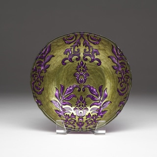 Damask Green/ Purple Bowl - Bed Bath & Beyond - 11547210