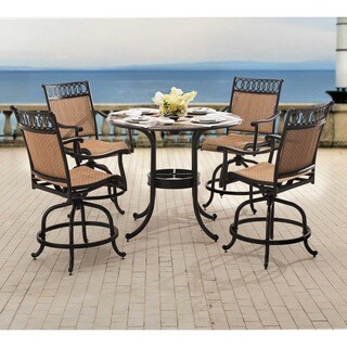 Sunjoy Delilah Aluminum and Slate 5-piece Dining Set with Lighted Glass ...