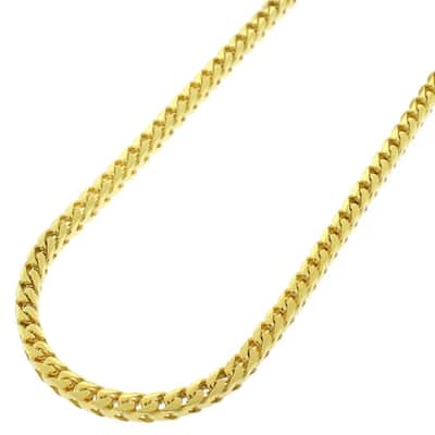 14K Yellow Gold Over Silver 3MM Franco Square Box Link .925 Necklace ...