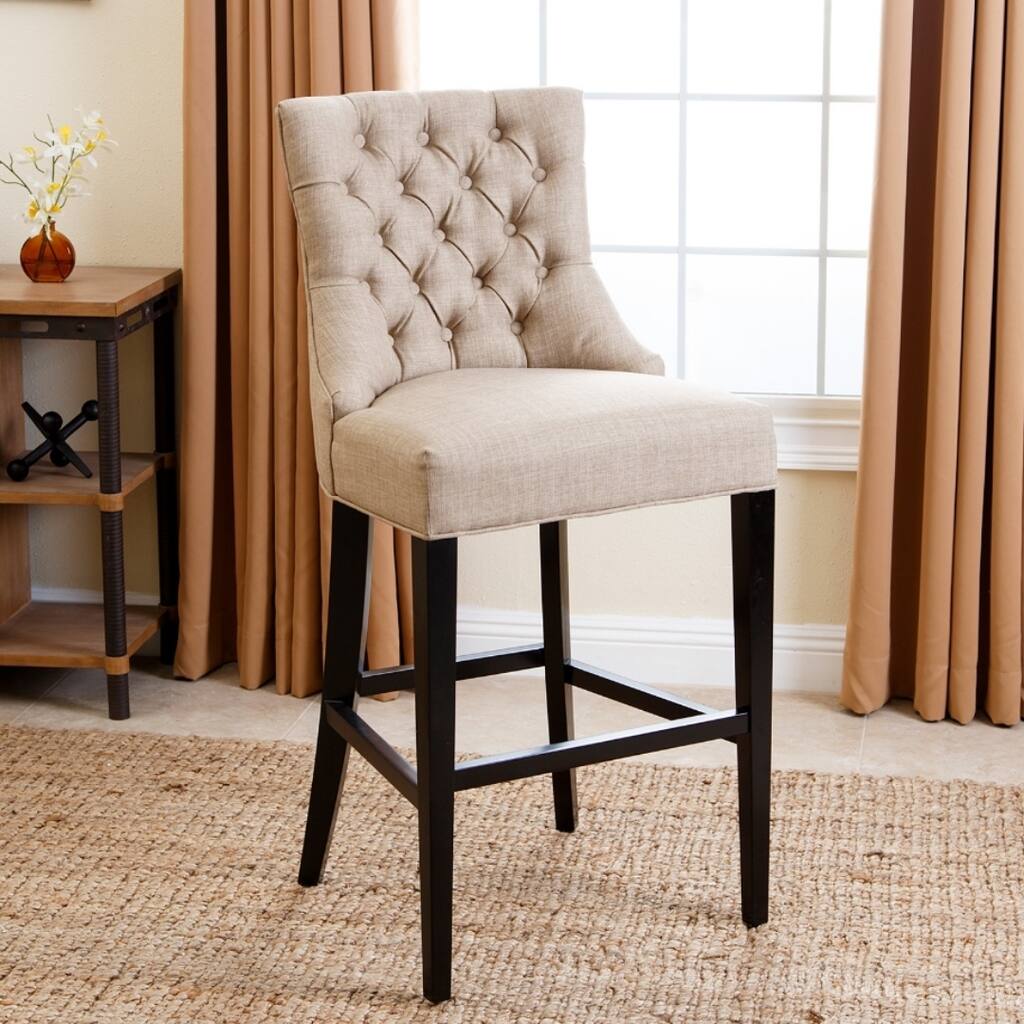 Abbyson Tivoli Beige Tufted Upholstered Barstool - Overstock - 11588783