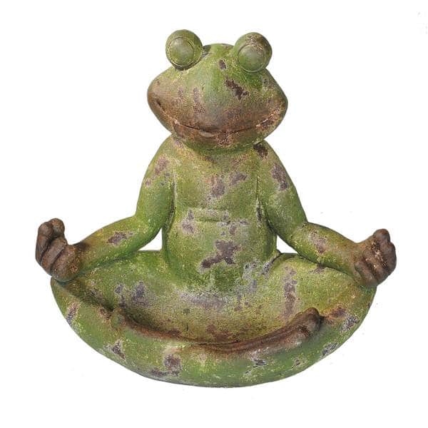 Sunjoy Small Frog Garden Statue-inch Lotus Position, Resin with Rustic ...