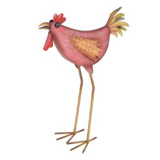 Sunjoy Set of 2, Hen and Rooster Metal Garden Statues, 23-inch, 22-inch ...