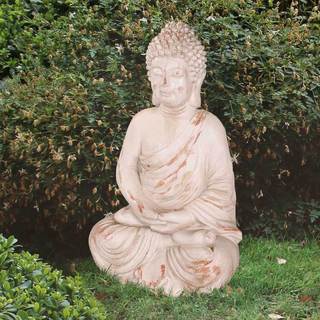 Sunjoy Rustic Sitting Garden Buda Statue, 19-inch, Resin - Multi - Bed ...