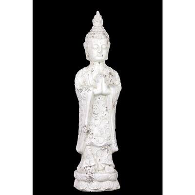 Stoneware Standing Buddha Figurine with Pointed Ushnisha in Anjali ...