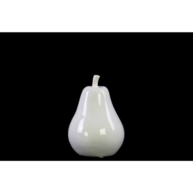Ceramic Pear Figurine Small Gloss Finish White - Overstock - 11607911