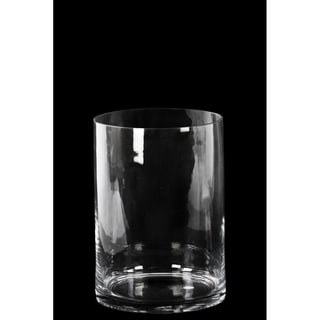 Glass Wide Cylinder Vase with Round Mouth Small Clear Glass Finish ...