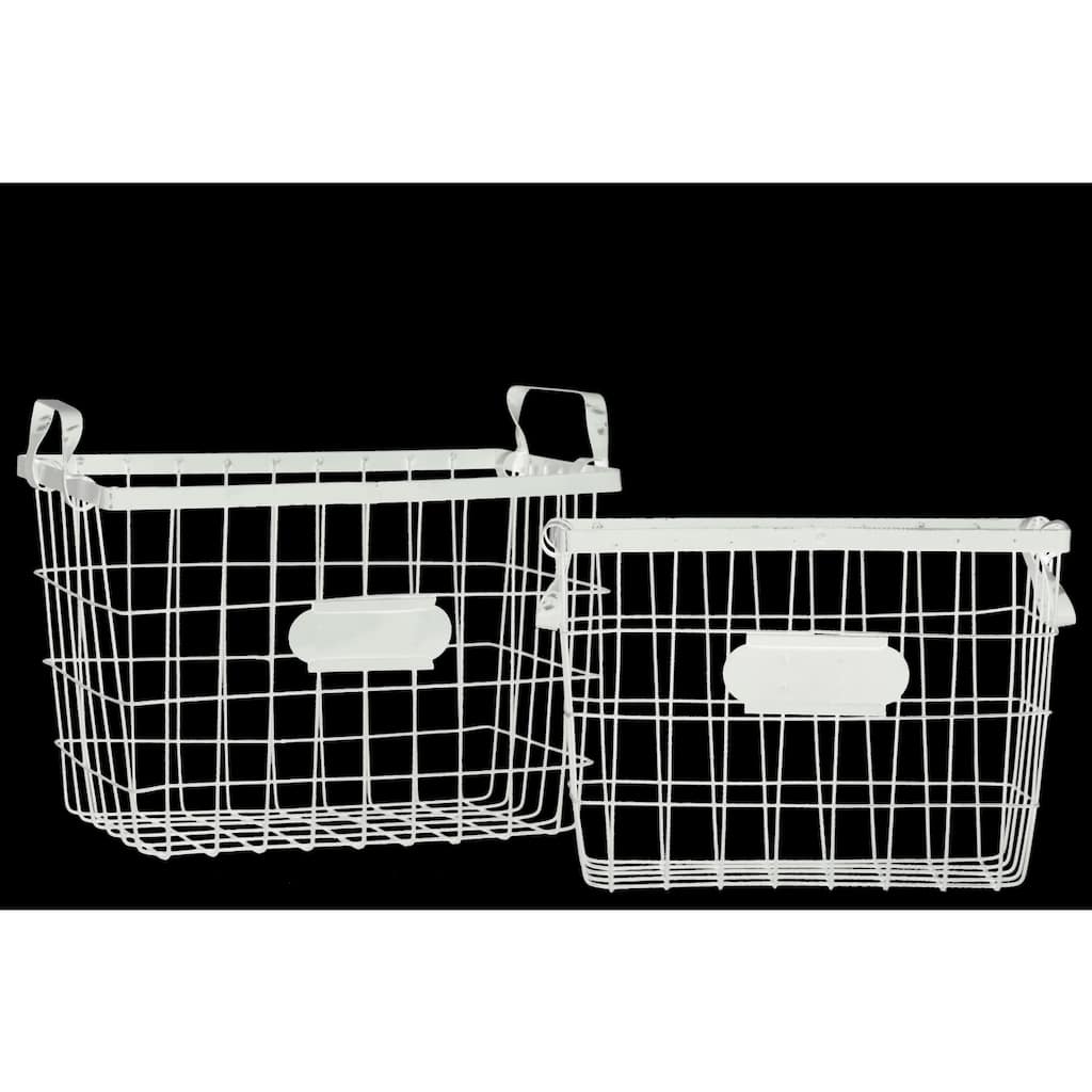 Metal Rectangular Wire Basket (Set of Two) - Overstock - 11608066