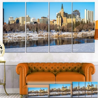 Designart "Saskatoon Skyline" Landscape Photo Canvas Art Print - Blue ...