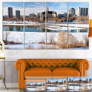 Designart "City of Saskatoon Winter Panoramic" Landscape Canvas Art ...
