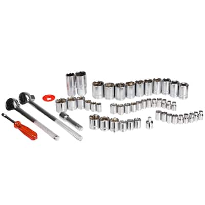 52-Piece Drive Socket Set - 1/4, 3/8 and 1/2 Sockets - SAE and Metric ...